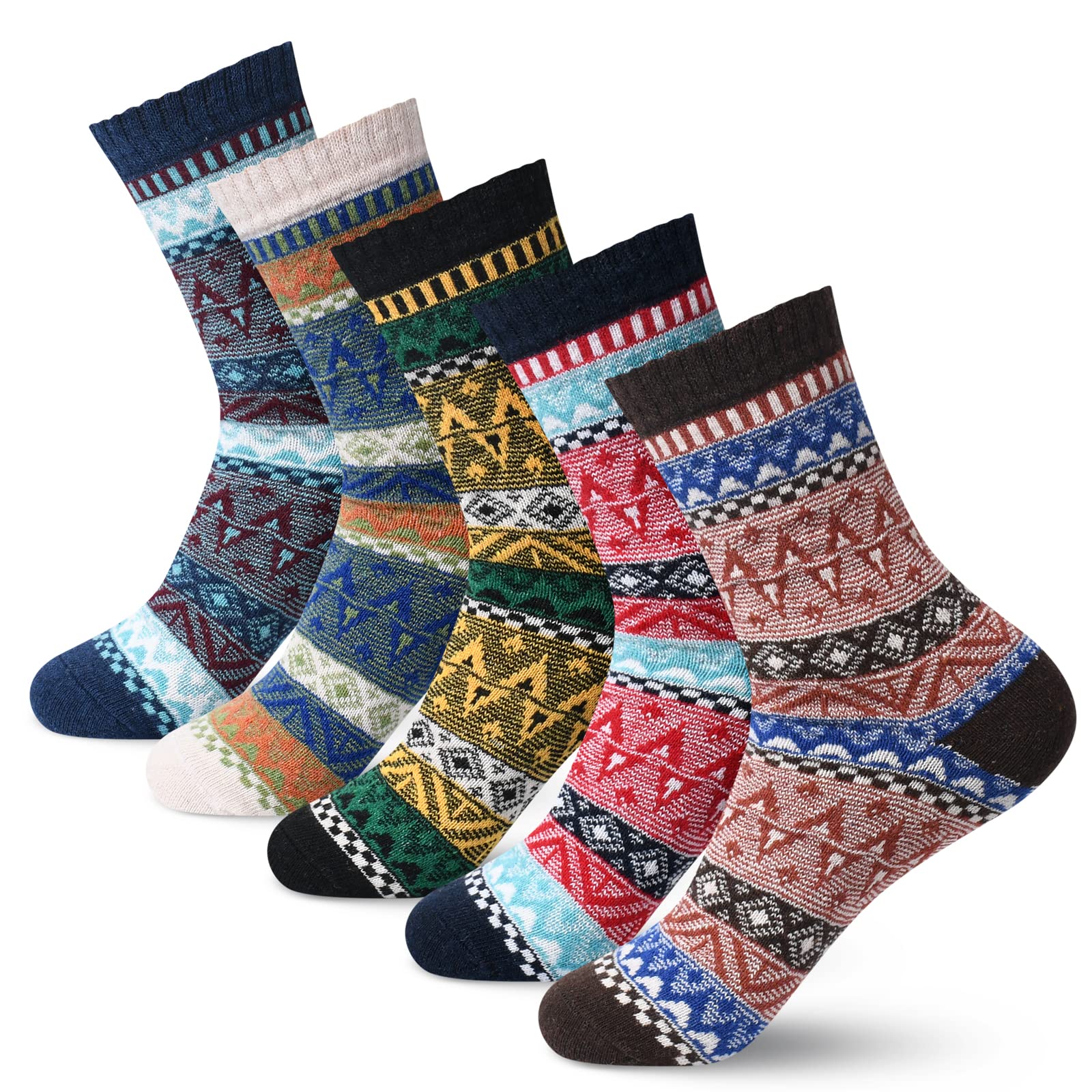 MORECOO Womens Wool Socks - Christmas Gifts for Women - Thick Cozy Winter Socks for Women Soft Warm Casual - Gifts Fuzzy Socks for Women 5 Pairs