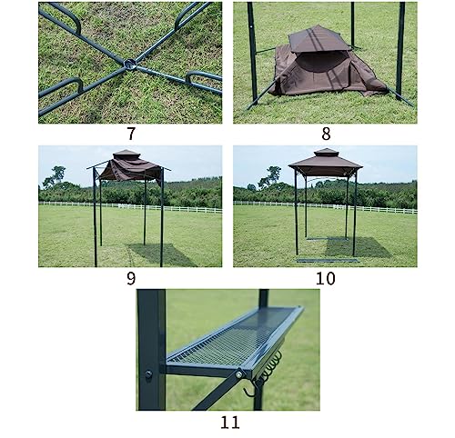Grezone Outdoor Grill Gazebo Tent Barbeque Grill Canopy for Outdoor Patio Backyard Grill Shelter Hardtop BBQ Black / L93 x W62 x H98 Inch