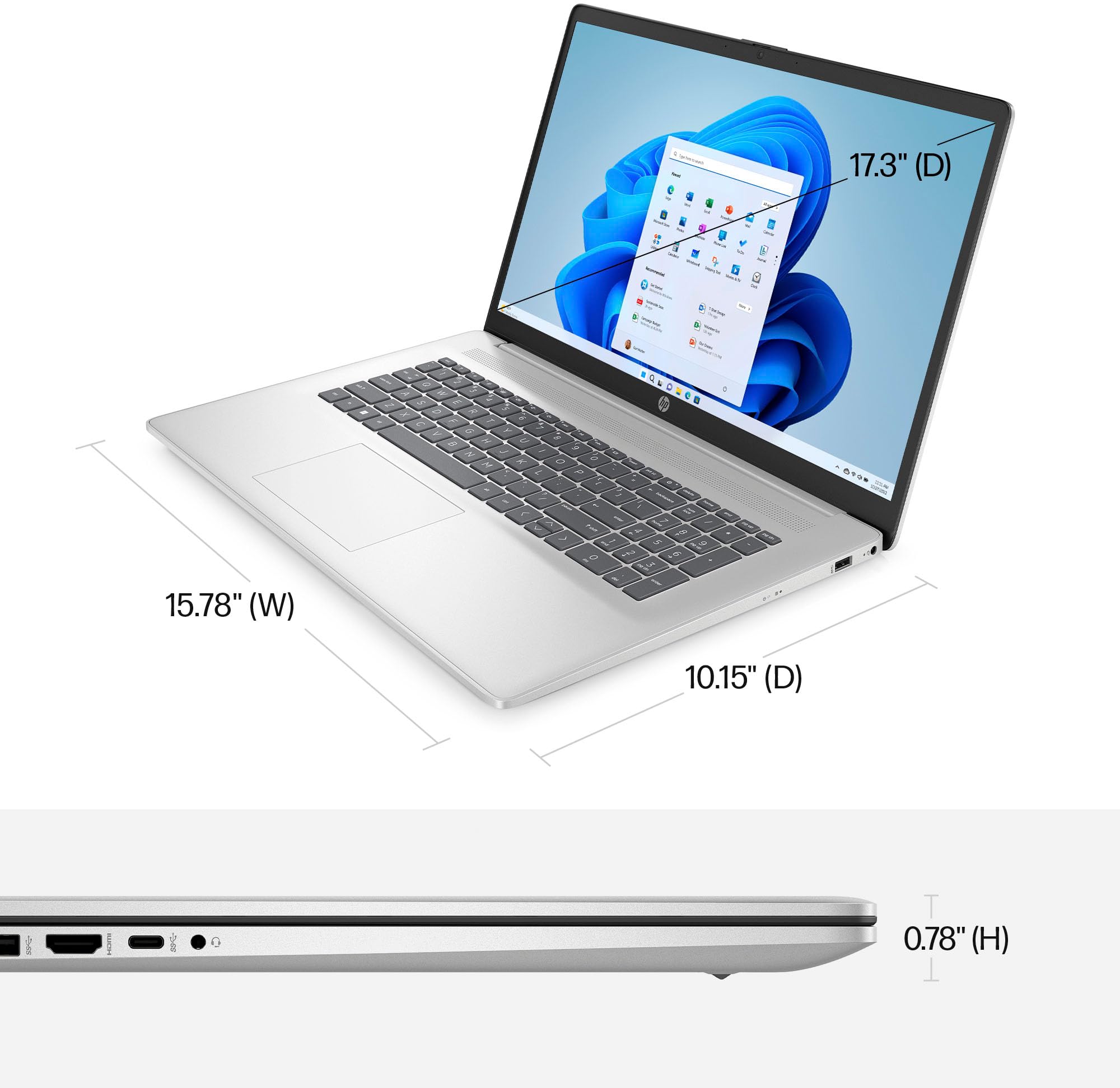 HP 2023 Newest Laptop, 17.3 Inch Display, Intel-Core i3-1125G4 Processor (Beat i5-10210U), 16GB RAM, 1TB SSD, Intel UHD Graphics, WiFi, Bluetooth, USB-A&C, Fast Charge, Windows 11 Home in S Mode