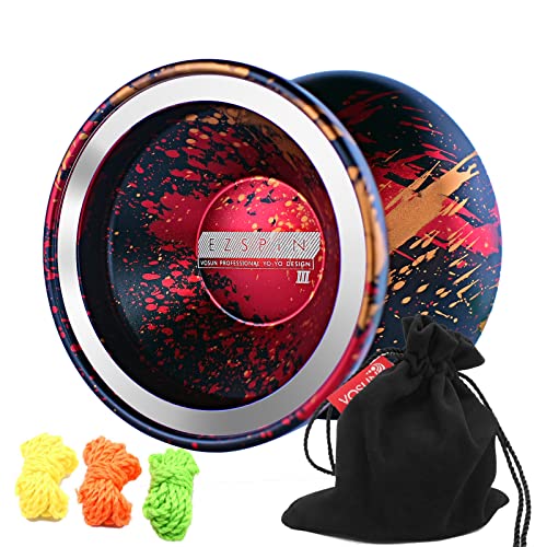 VOSUN Unresponsive yoyo O1 EZSPiN,yoyo Ball, Professional yoyo for Adults & Advanced Players,Metal pro yoyos (Red Splashed)