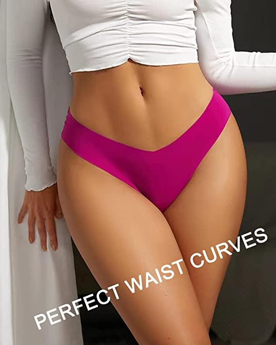 chelectnis Seamless Underwear Cheeky Bikini Panties for Women Nude Underwear No show Stretch Ice Silk Briefs 5 Pack S-XL
