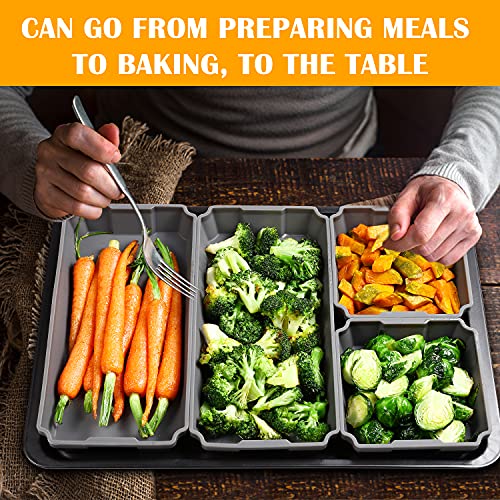 Silicone Sheet Pan Set, XOMOO Extra large size 8 PCS Nonstick Silicone Dividers for Baking Trays, Baking Pan Dividers, Baking Cooking Accessories for Oven Dinner Prep, Dishwasher Safe Air Fryer Safe