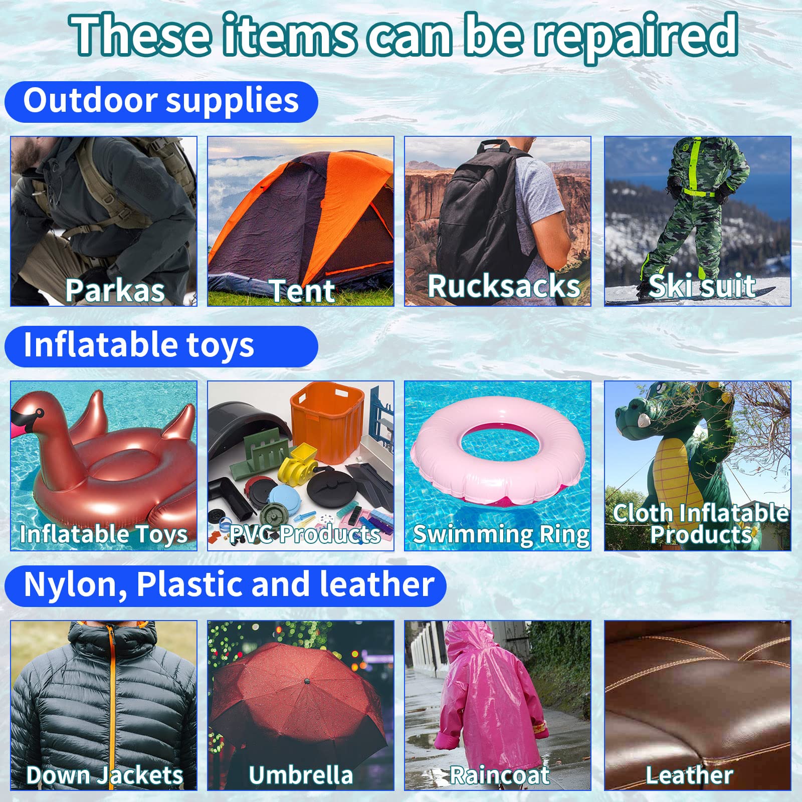 Inflatable Patch Repair Kit Waterproof, Large TPU Pool Repair Patch, 3.5 X 6Pcs Outdoor Repair Patch for Bounce House, Raincoat, Umbrella, Swimming Ring, Clear, Heavy Duty