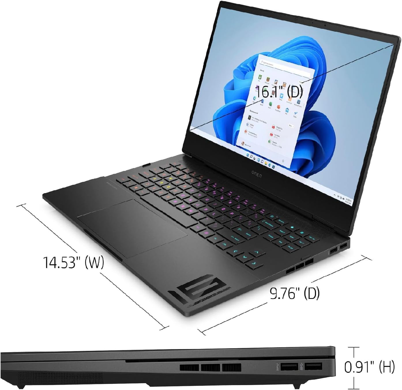 HP OMEN Gaming Laptop 2023 Newest, 16.1" QHD 165Hz Display, 12th Gen Intel Core i9-12900H Processor, NVIDIA GeForce RTX 3060 Graphics, 16GB DDR5 RAM, 1TB SSD, WiFi 6, Bluetooth, Windows 11 Home