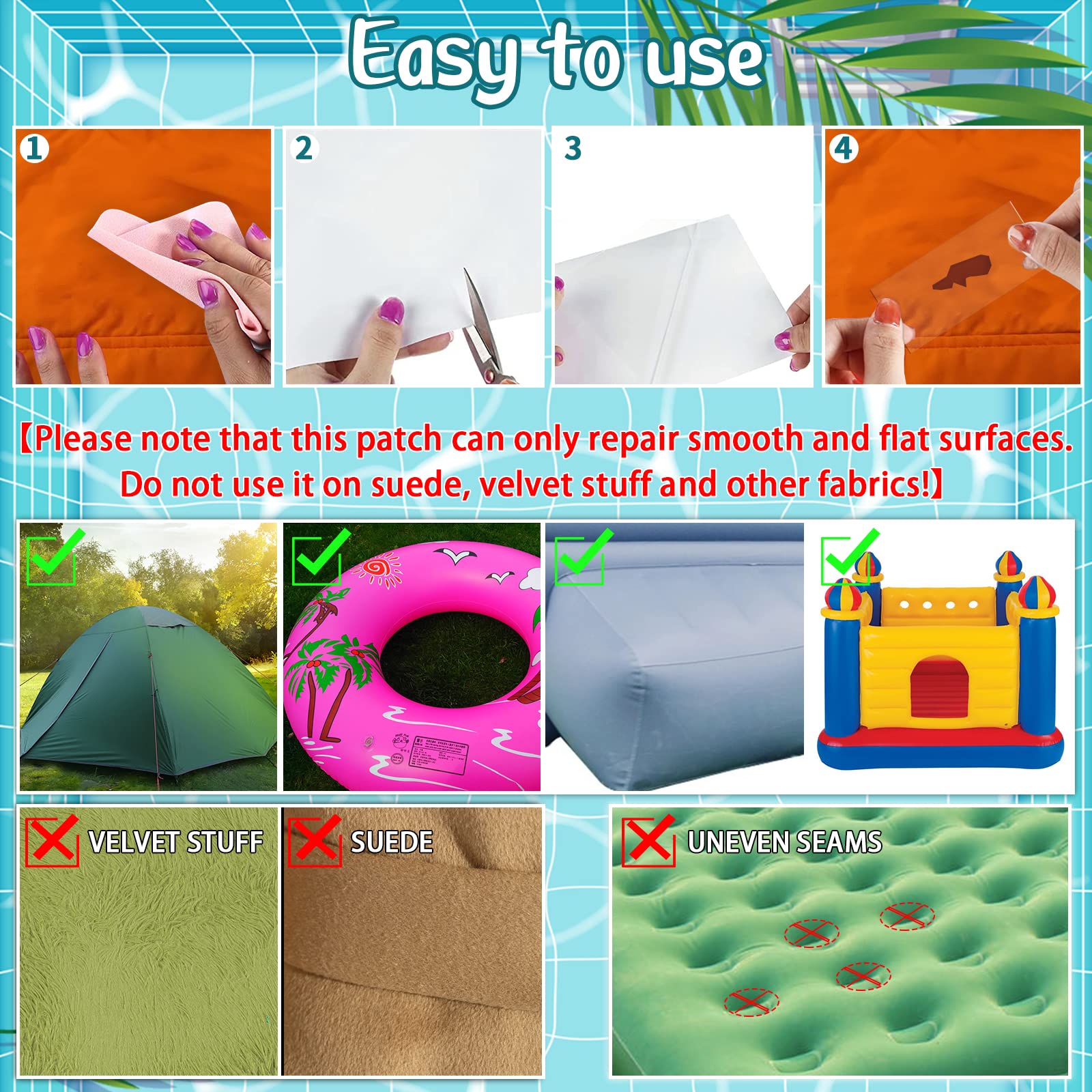 Inflatable Patch Repair Kit Waterproof, Large TPU Pool Repair Patch, 3.5 X 6Pcs Outdoor Repair Patch for Bounce House, Raincoat, Umbrella, Swimming Ring, Clear, Heavy Duty