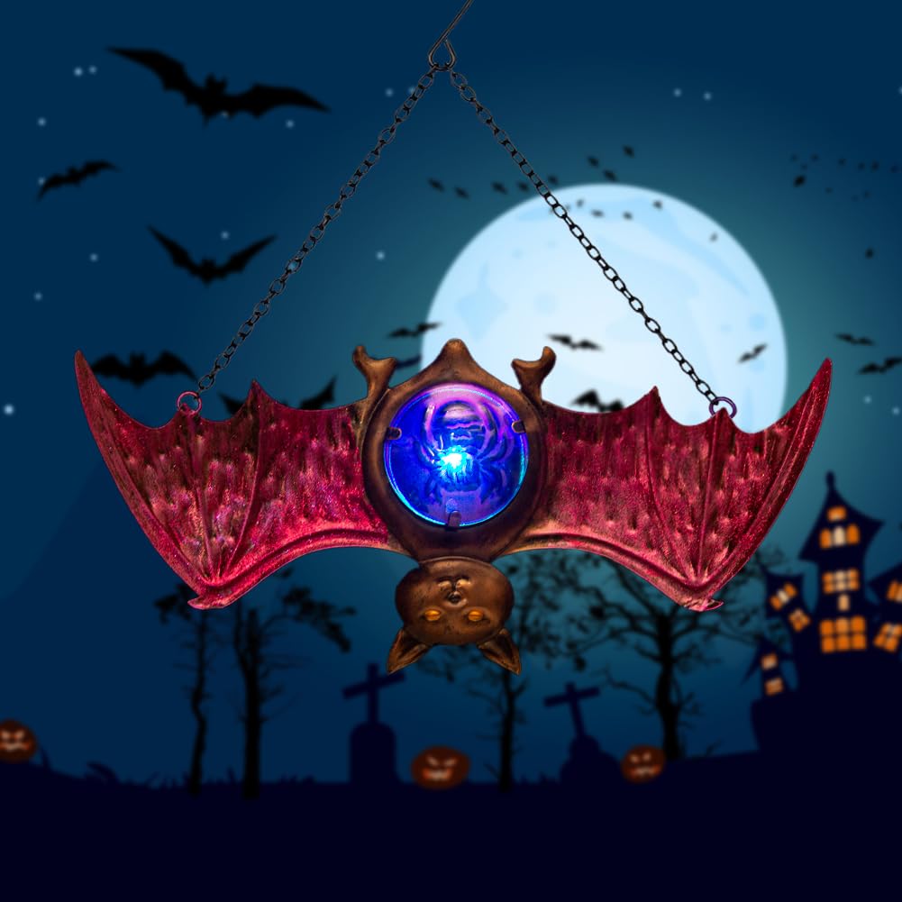 Stargarden Bat Solar Lantern,Hanging Solar Light Outdoor Waterproof for Halloween Decorations,Garden Tree Ornaments -Purple