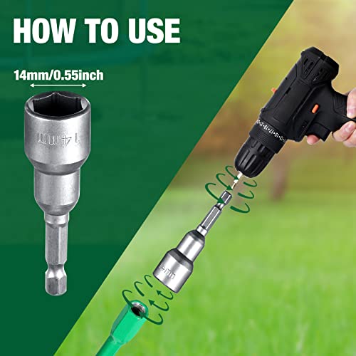 Tondiamo 18 Inch Long Ground Anchor Kit, 3 Inch Wide Helix, Heavy Duty Earth Augers Solid Steel Shaft with Drill Bit for Tents, Swing Sets, Securing Animals, Canopies, Sheds(Green, 6 Pcs)