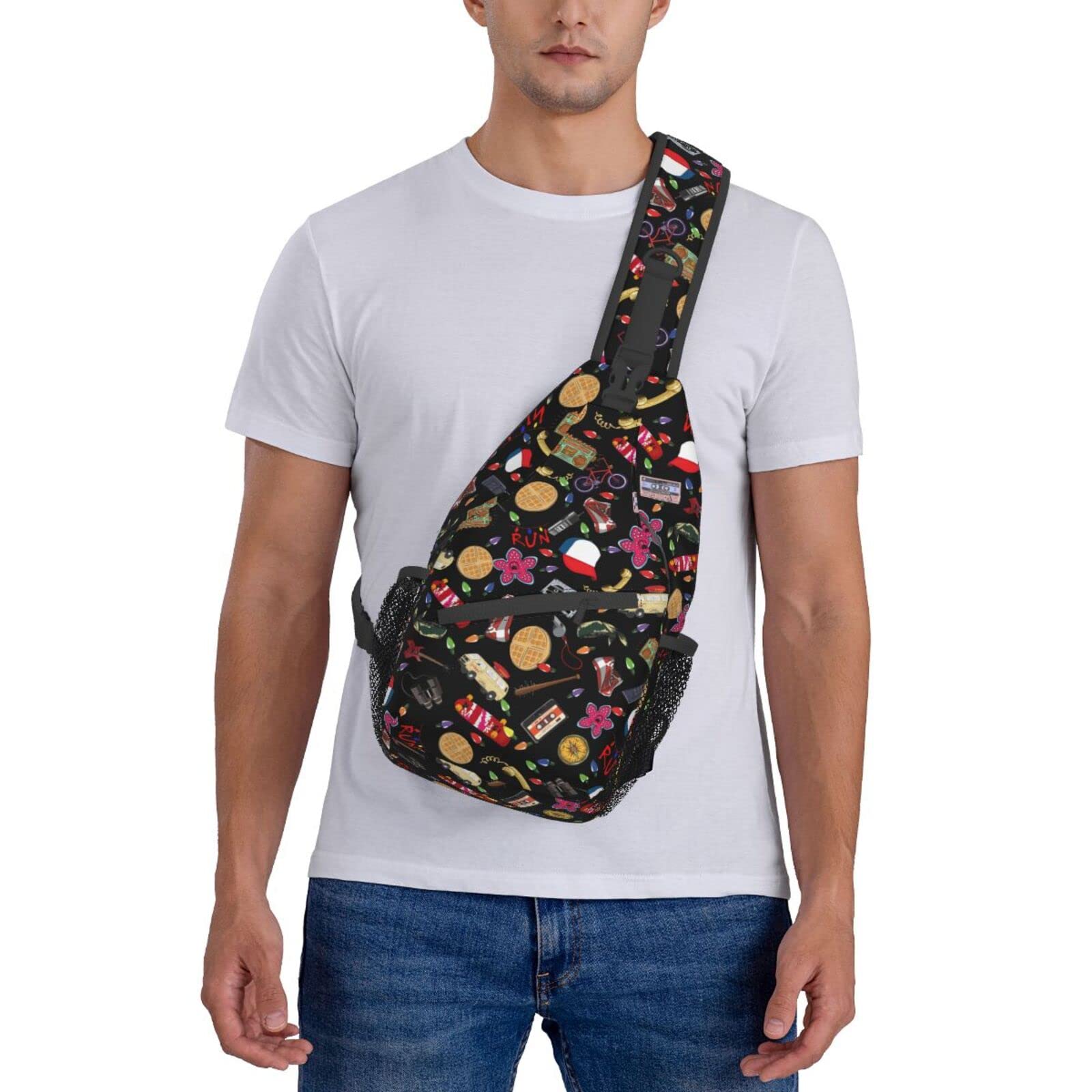 Paibocr Sling Bag, Stranger Bag Crossbody Sling Backpack Travel Hiking Chest Bag Daypack for Purses Shoulder Bag Women Men