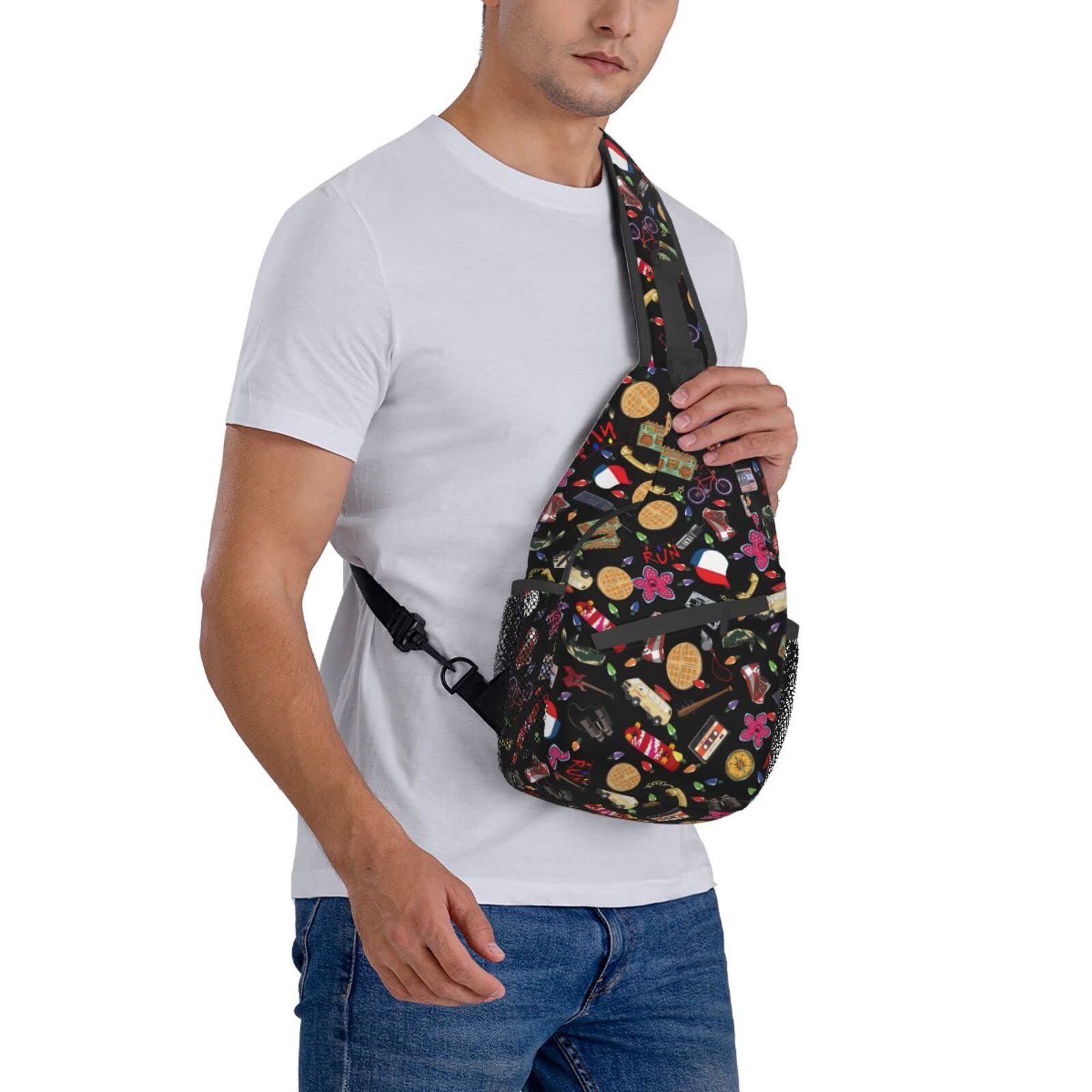 Paibocr Sling Bag, Stranger Bag Crossbody Sling Backpack Travel Hiking Chest Bag Daypack for Purses Shoulder Bag Women Men
