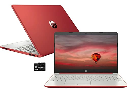 2021 HP Pavilion 15.6" HD Laptop Computer, Intel Pentium Processor, 16GB RAM, 1TB SSD, HD Webcam, USB-C, HDMI, Ethernet RJ-45, Windows 10 S, Red, GOLDOXIS 32gb MicroSD Card