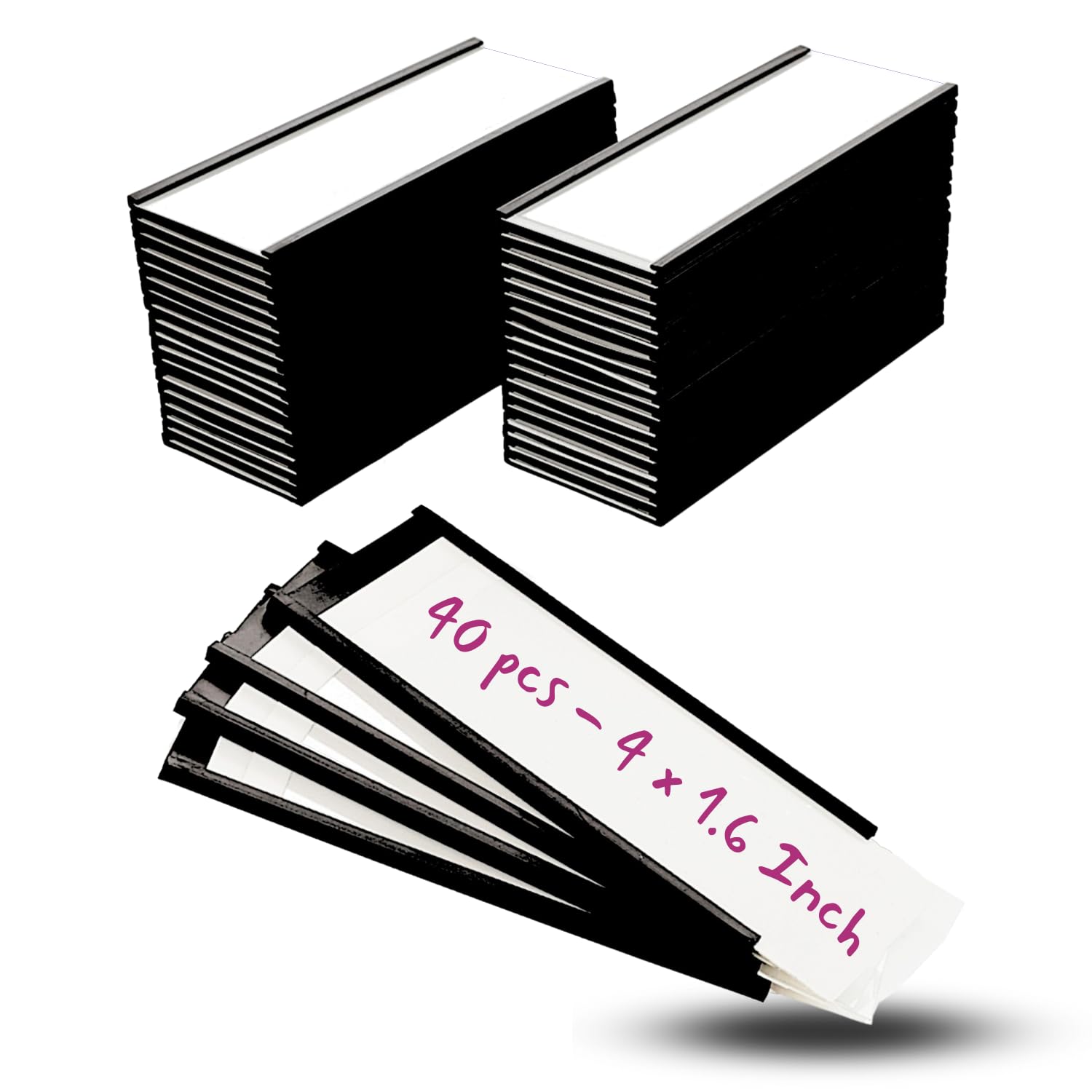 Availey 40 Pack Magnetic 'C' Channel Label Holders for Metal Racks and Shelves with Protective Films and Replacement Strips 4" x 1.6"