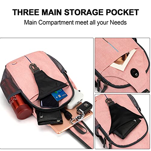 Lumesner Sling Bag Crossbody Sling Backpack with USB Charging Port,Water Resistant Shoulder Bag for Men Women,Lightweight One Strap Backpack Chest bag for Hiking,Cycling,Biking