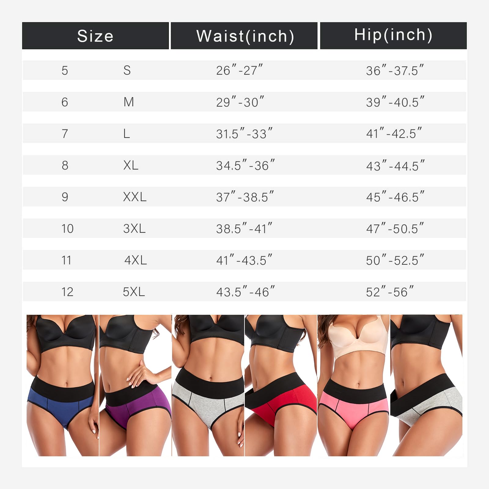 Eiggam Underwear for Women, Women's High Waist Cotton Underwear Soft Breathable Panties Stretch Briefs,Tummy Control Underwear, X-Large, 6-Pack