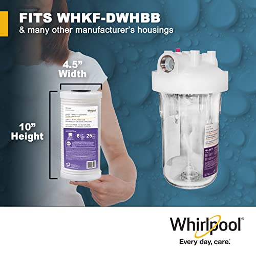 Whirlpool Whole House Large Capacity Sediment Filter WHKF-GD25BB, NSF Certified 25 Micron Filtration, 6-Month Filter Life, Protects Dishwasher, Laundry Machines and other Water Appliances