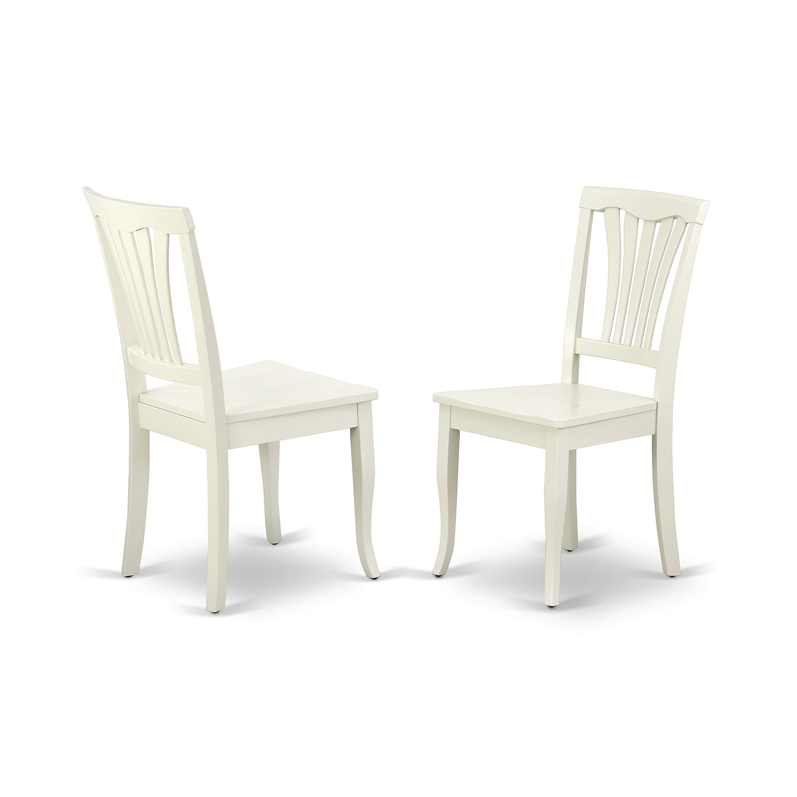 East West Furniture DLAV5-LWH-W 5 Piece Dining Set Includes a Round Dining Room Table with Dropleaf and 4 Wood Seat Chairs, 42x42 Inch, Linen White