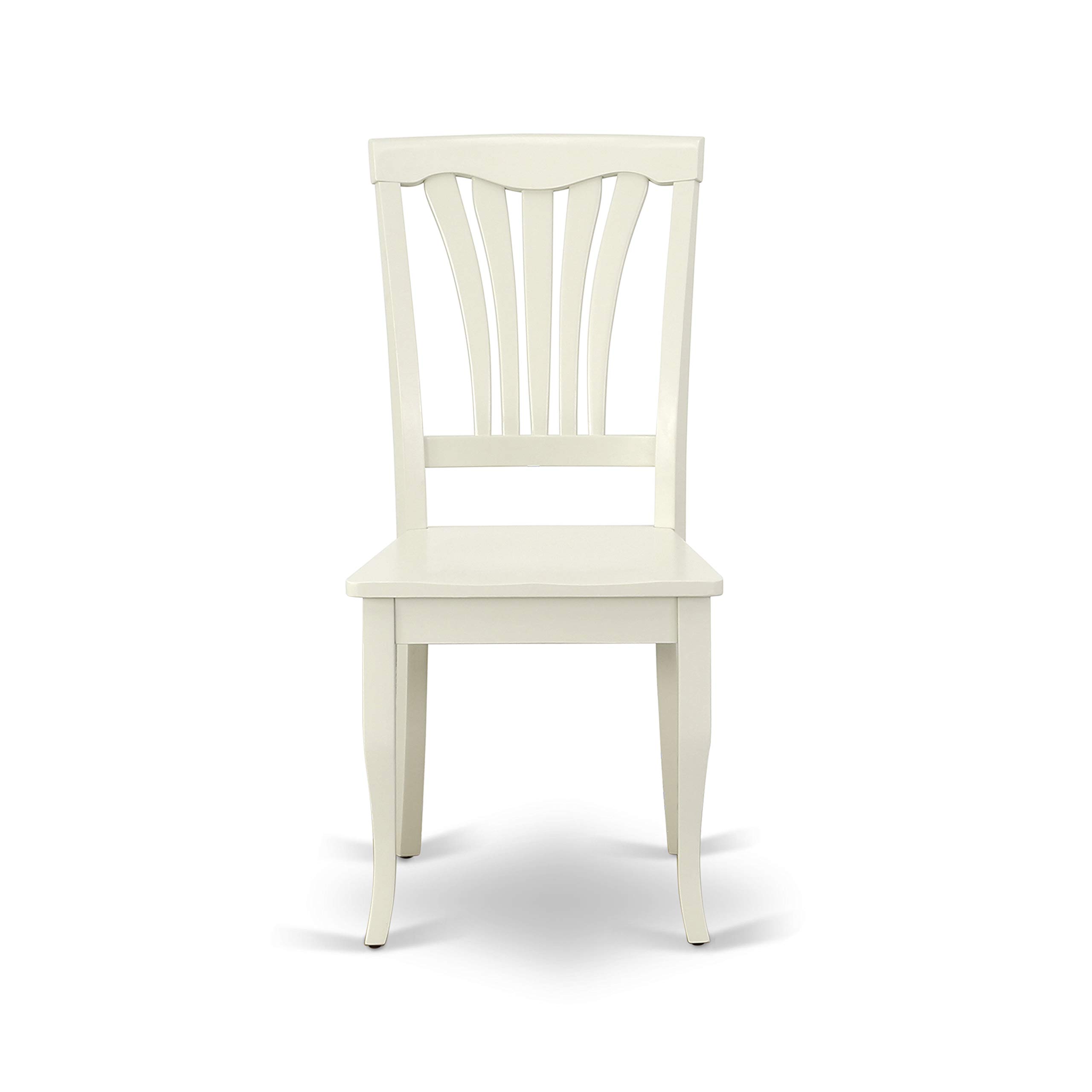 East West Furniture DLAV5-LWH-W 5 Piece Dining Set Includes a Round Dining Room Table with Dropleaf and 4 Wood Seat Chairs, 42x42 Inch, Linen White