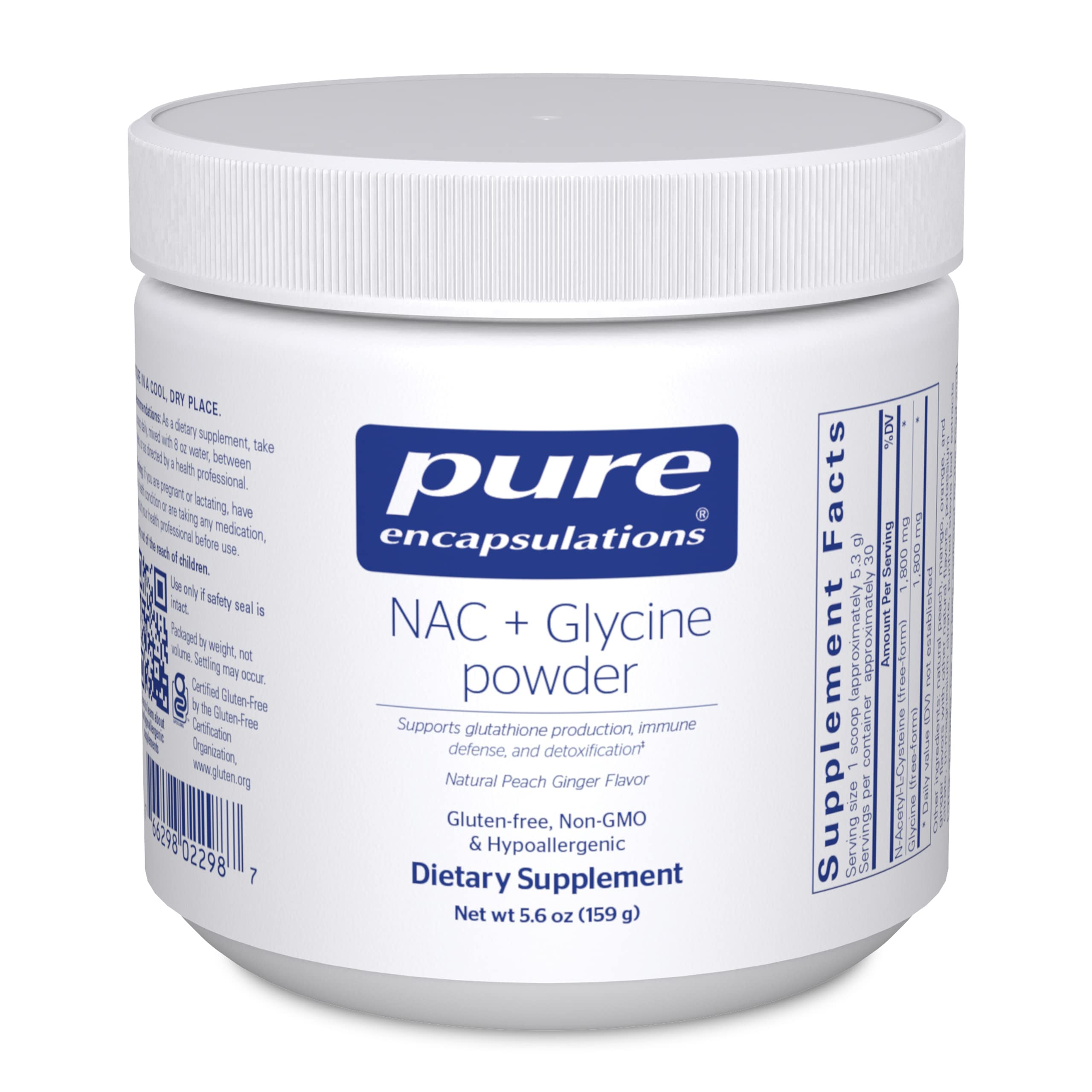 Pure Encapsulations NAC + Glycine Powder - Immune Support, Detox Cleanse & Glutathione Production* - Conditionally Essential Amino Acids - Gluten Free & Non-GMO - 5.6 oz