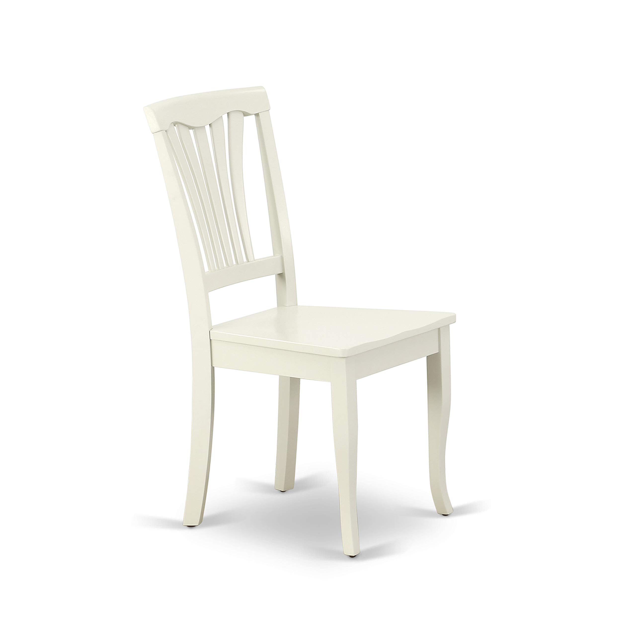 East West Furniture DLAV5-LWH-W 5 Piece Dining Set Includes a Round Dining Room Table with Dropleaf and 4 Wood Seat Chairs, 42x42 Inch, Linen White