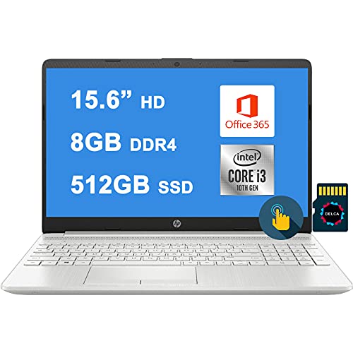 HP Business 15 Laptop 15.6” Diagonal HD Touchscreen I 11th Gen Intel Core i3-1115G4 (Beat i5-8265U) I 8GB DDR4 512GB SSD I I USB-C HDMI 5 Office365 Win10 + 32GB MicroSD Card