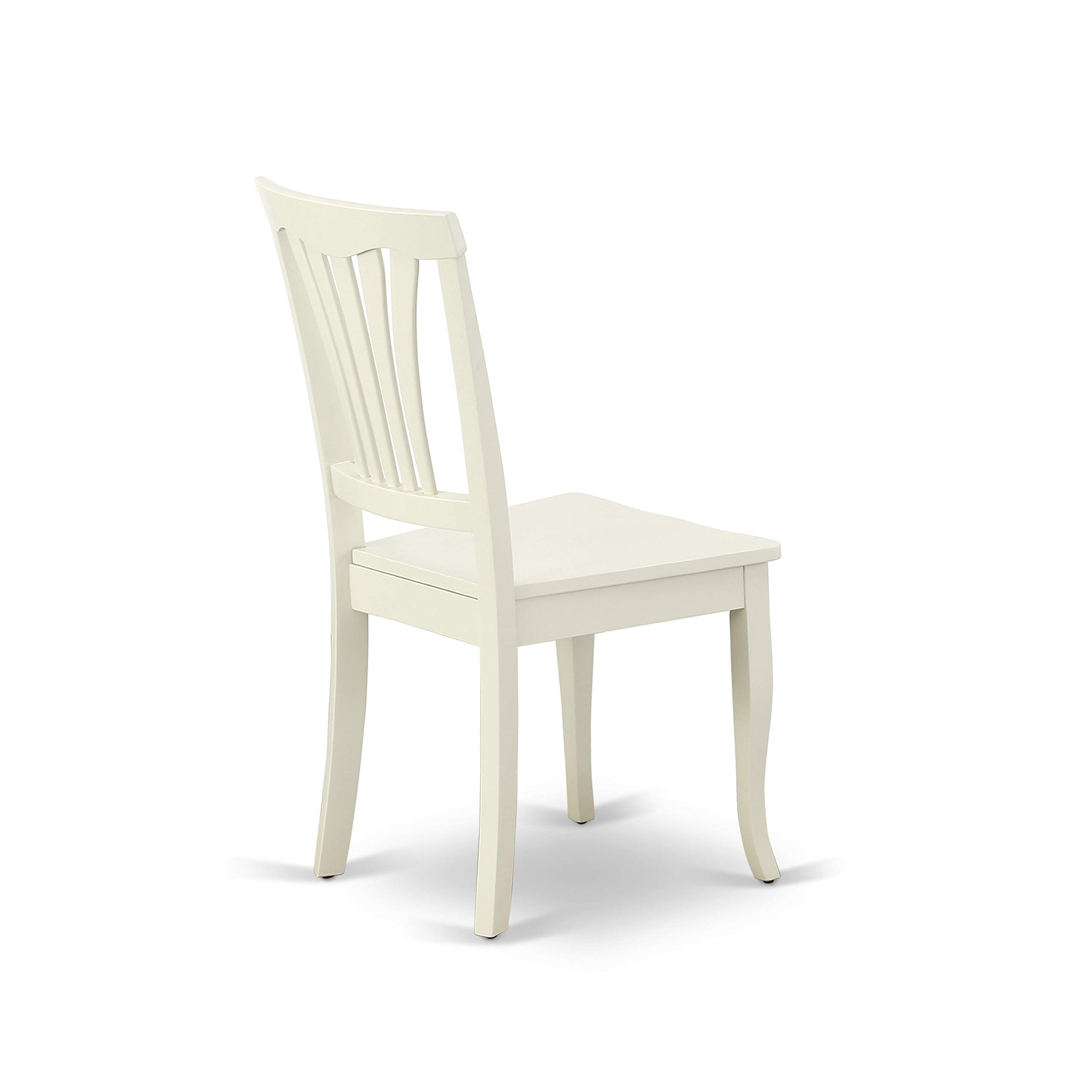 East West Furniture DLAV5-LWH-W 5 Piece Dining Set Includes a Round Dining Room Table with Dropleaf and 4 Wood Seat Chairs, 42x42 Inch, Linen White