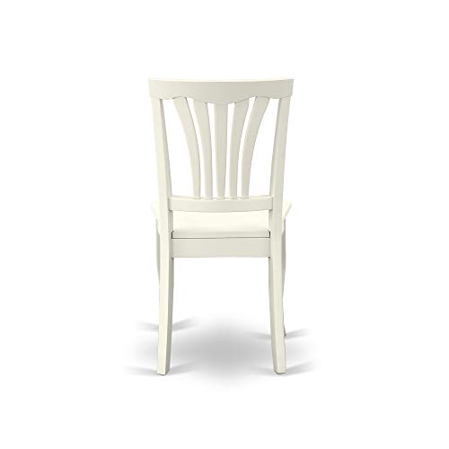 East West Furniture DLAV5-LWH-W 5 Piece Dining Set Includes a Round Dining Room Table with Dropleaf and 4 Wood Seat Chairs, 42x42 Inch, Linen White
