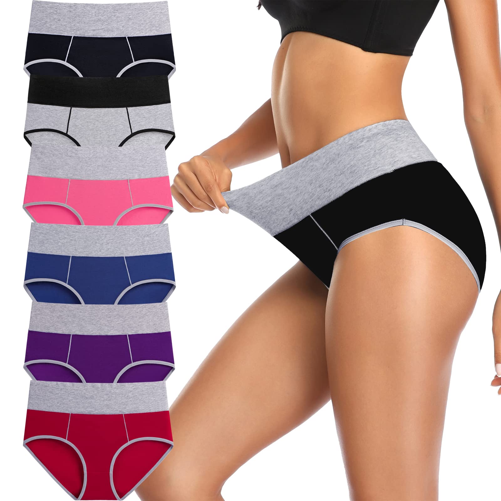 Annenmy High Waisted Women's Tummy Control Postpartum Underwear Cotton Women Seamless Underwear Women No Muffin Top Briefs Panties and Plus Size