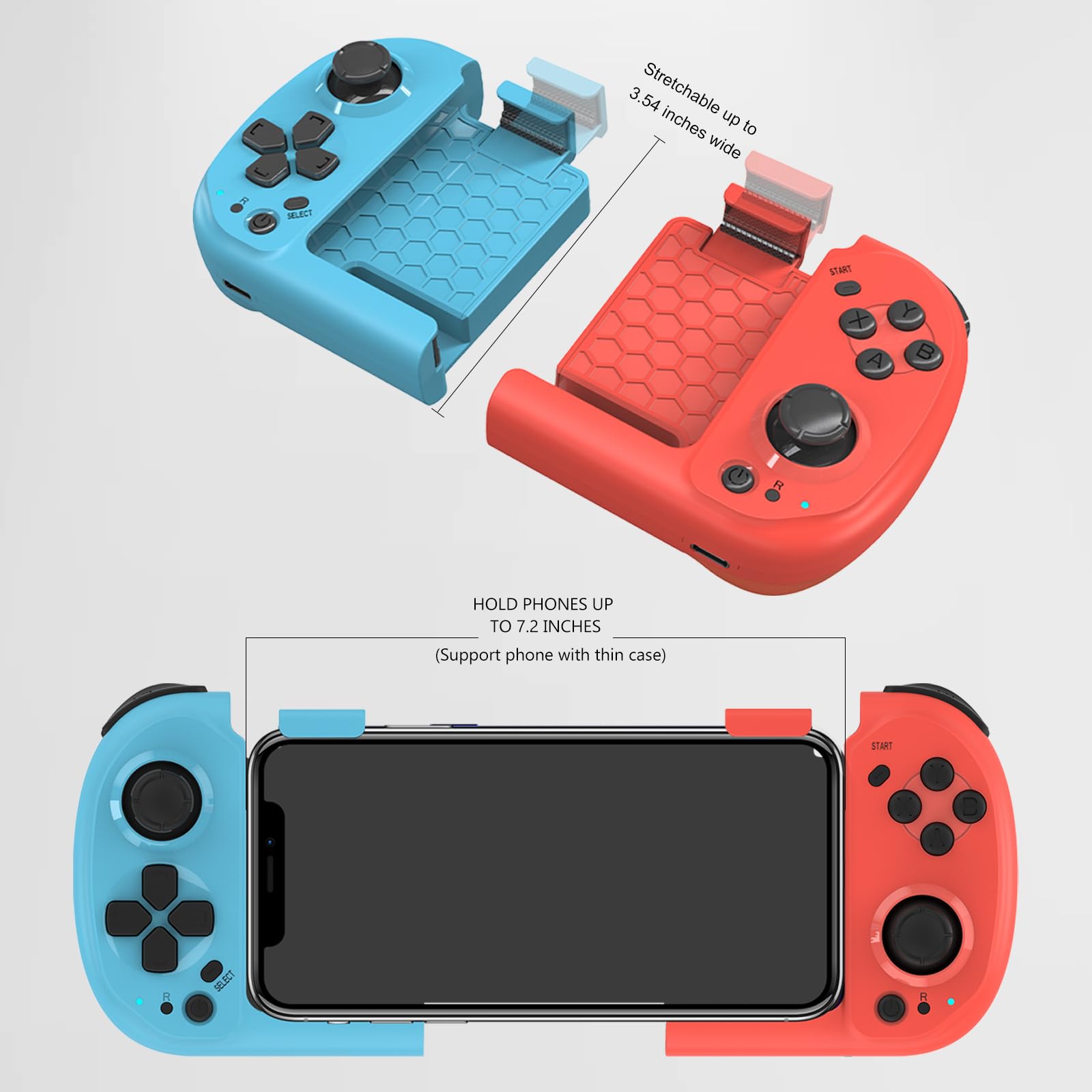 Joso Phone Controller for Android, iPhone, Direct Play, 15 Hours of Playtime, Support with Case, Game Controller Joystick for Galaxy S23 S22 S21 Ultra, iPhone 14 13 12 Pro Max, COD, Genshin Impact