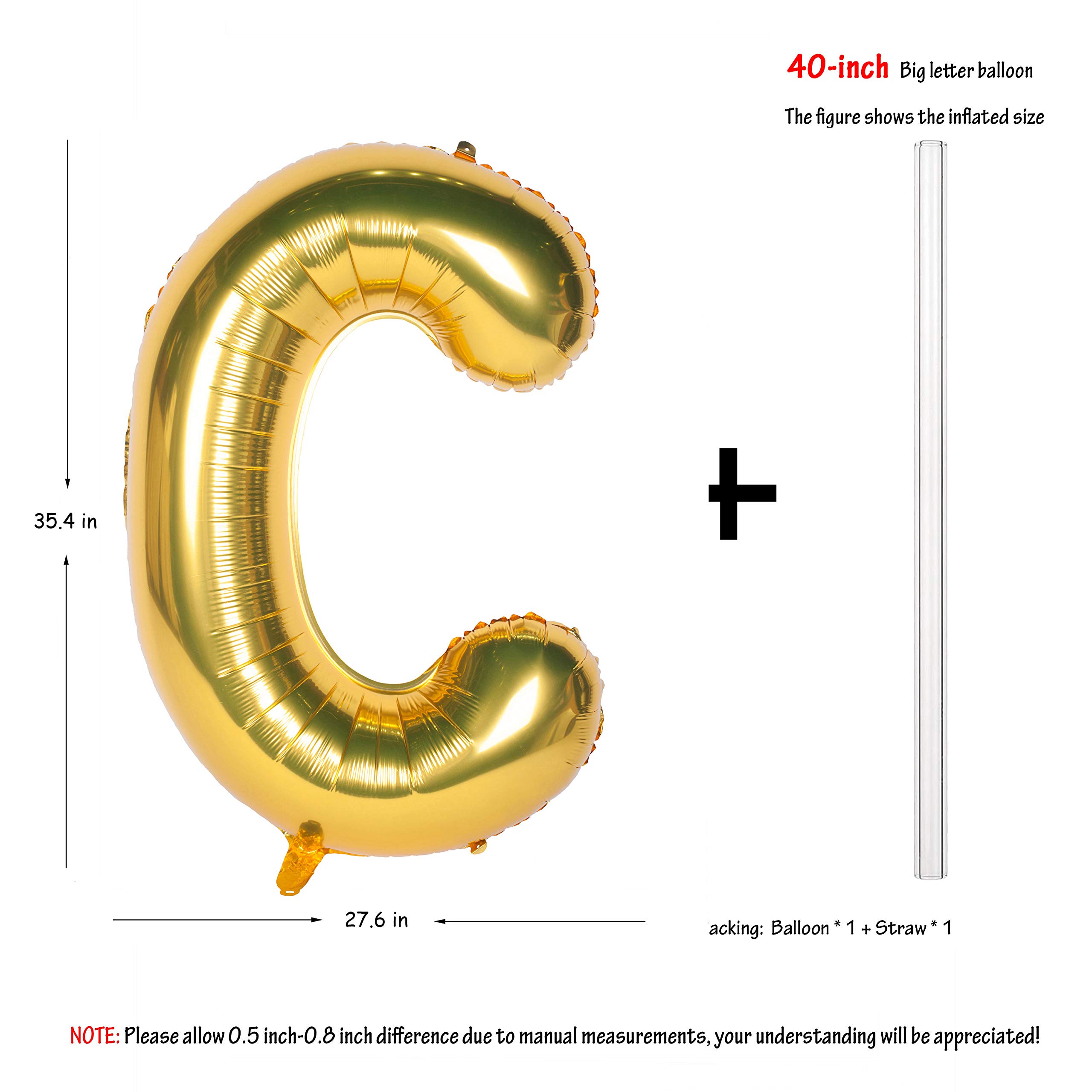 Letter Balloons 40 Inch Giant Jumbo Helium Foil Mylar for Party Decorations Gold C
