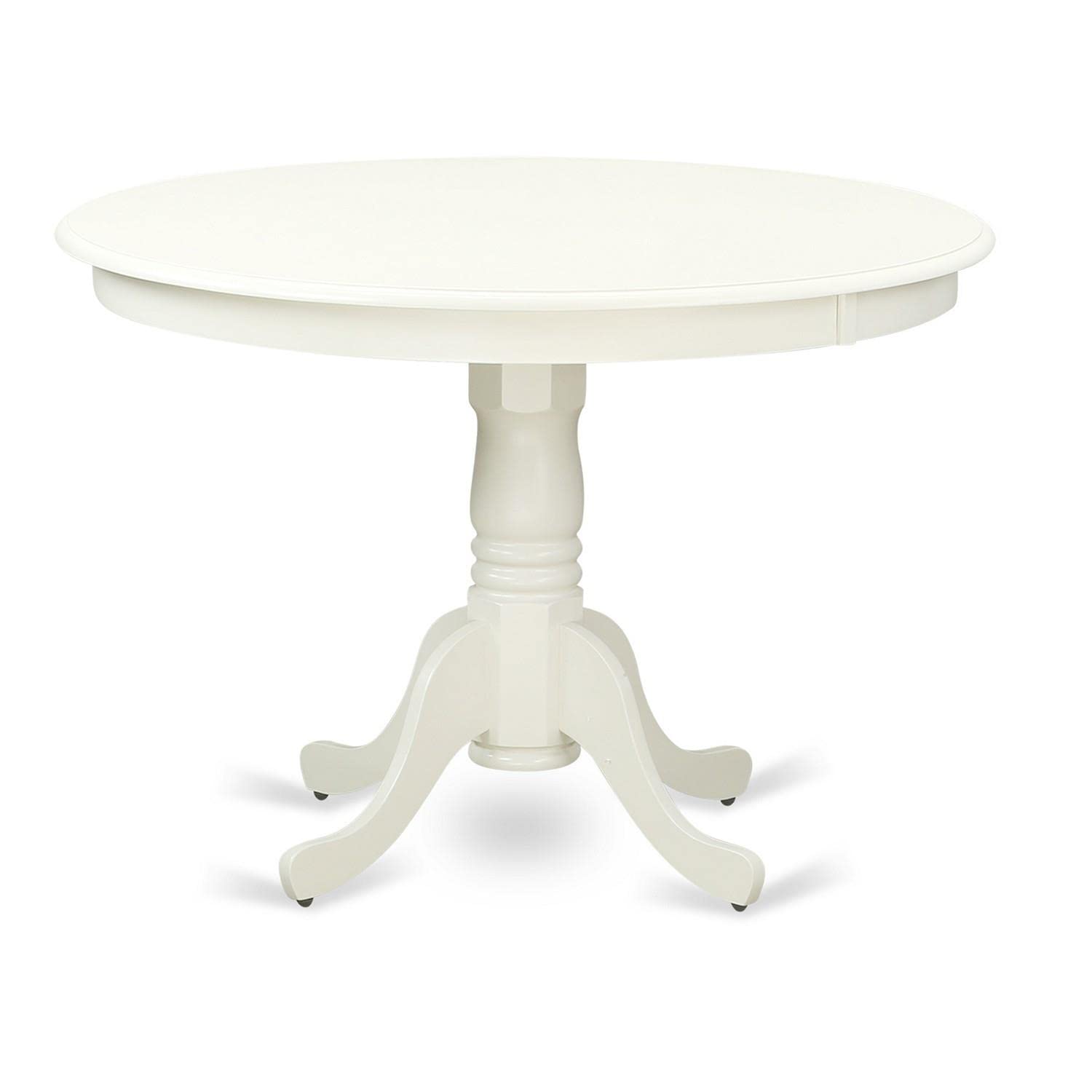 East West Furniture HLNO5-LWH-W 5 Piece Dining Table Set for 4 Includes a Round Kitchen Table with Pedestal and 4 Dinette Chairs, 42x42 Inch, Linen White