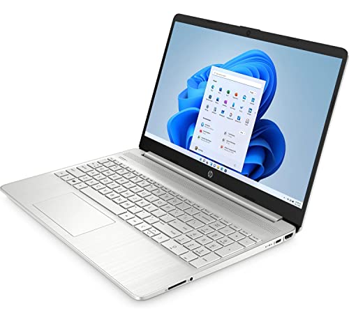 HP Laptop 15-EF2013DX 15.6" FHD AMD Ryzen 5 5500U, AMD Radeon Graphics, 12GB DDR4 RAM, 256GB SSD Storage, Windows 11 Home in S Mode, Natural Silver (Renewed)