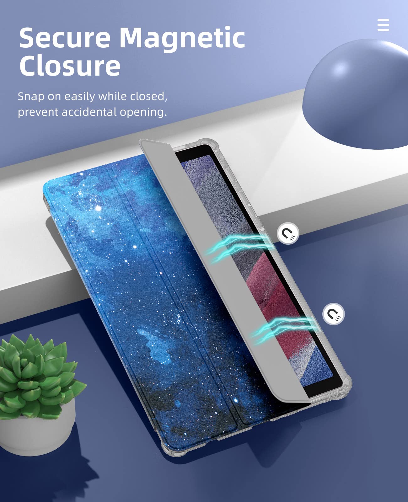 MoKo Case Fits Samsung Galaxy Tab A7 Lite 8.7 Inch SM-T225/T220/T227, Slim Lightweight Smart Case Trifold Stand Case with Soft TPU Translucent Frosted Back Shell for Galaxy Tab A7 Lite - Blue Sky Star