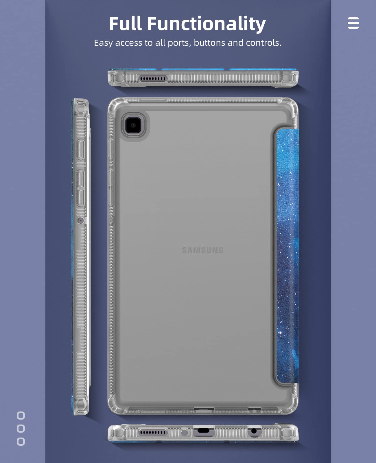 MoKo Case Fits Samsung Galaxy Tab A7 Lite 8.7 Inch SM-T225/T220/T227, Slim Lightweight Smart Case Trifold Stand Case with Soft TPU Translucent Frosted Back Shell for Galaxy Tab A7 Lite - Blue Sky Star