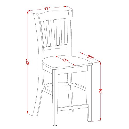 East West Furniture SUGR5H-BMK-W 5 Piece Counter Height Dining Table Set Includes a Round Kitchen Table with Dropleaf & Shelves and 4 Dining Room Chairs, 42x42 Inch, Buttermilk & Cherry