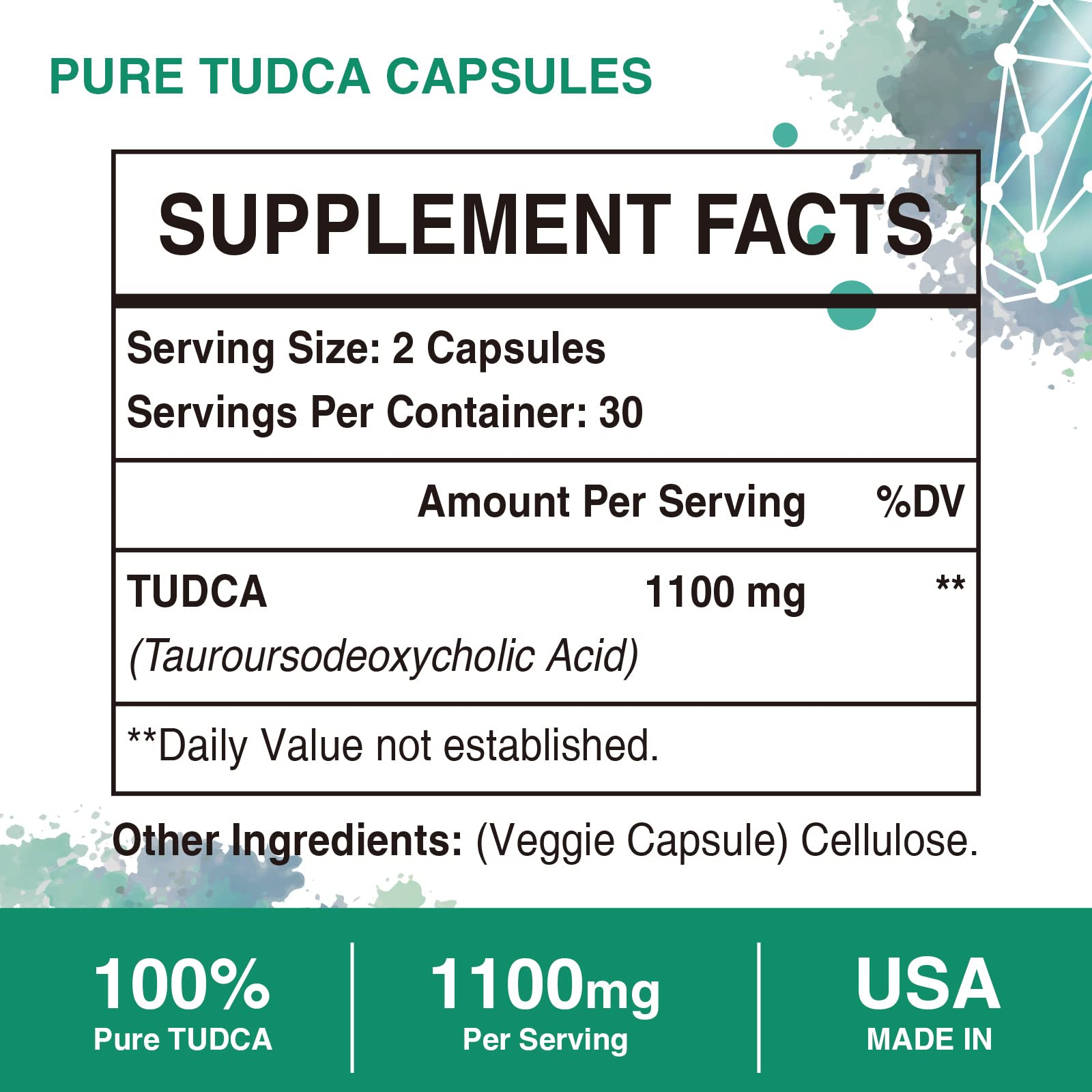 TUDCA 1100mg for Liver Cleanse Detox and Repair, 3rd Party Tested Advanced TUDCA Supplements, Ultra Strength Bile Salt TUDCA Liver Supplement, 180 Capsules (Pack of 3)