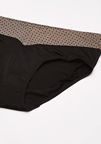 Warner's Women's Blissful Benefits No Muffin 3 Pack Hipster Panties, Black lace dot/Almond/Black, L