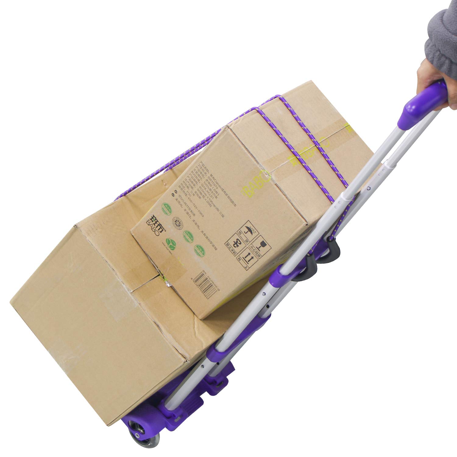 Sutekus Folding Hand Truck and Dolly 110-lbs Lightweight Portable Luggage Cart for School Travel Office Moving (Purple)