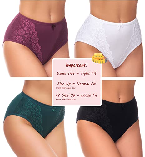 EVERYWOMANKNOW Cotton underpants for women - Ladies panties - No show - Pack of 4 Cotton Panties M