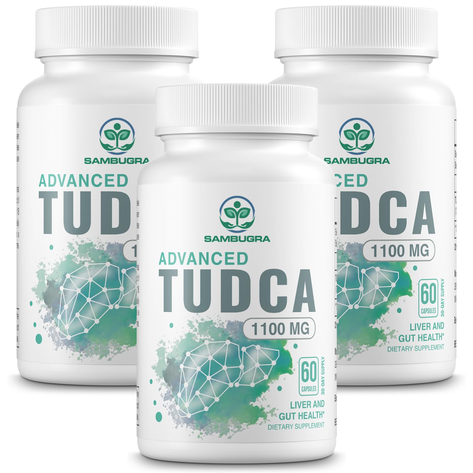 TUDCA 1100mg for Liver Cleanse Detox and Repair, 3rd Party Tested Advanced TUDCA Supplements, Ultra Strength Bile Salt TUDCA Liver Supplement, 180 Capsules (Pack of 3)