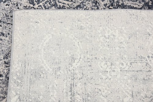 Unique Loom Chateau Collection Traditional, Vintage, Textured, Medallion, Distressed, Victorian Area Rug, 5 ft x 8 ft, Navy Blue/Beige