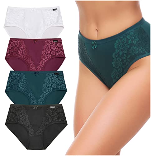 EVERYWOMANKNOW Cotton underpants for women - Ladies panties - No show - Pack of 4 Cotton Panties M