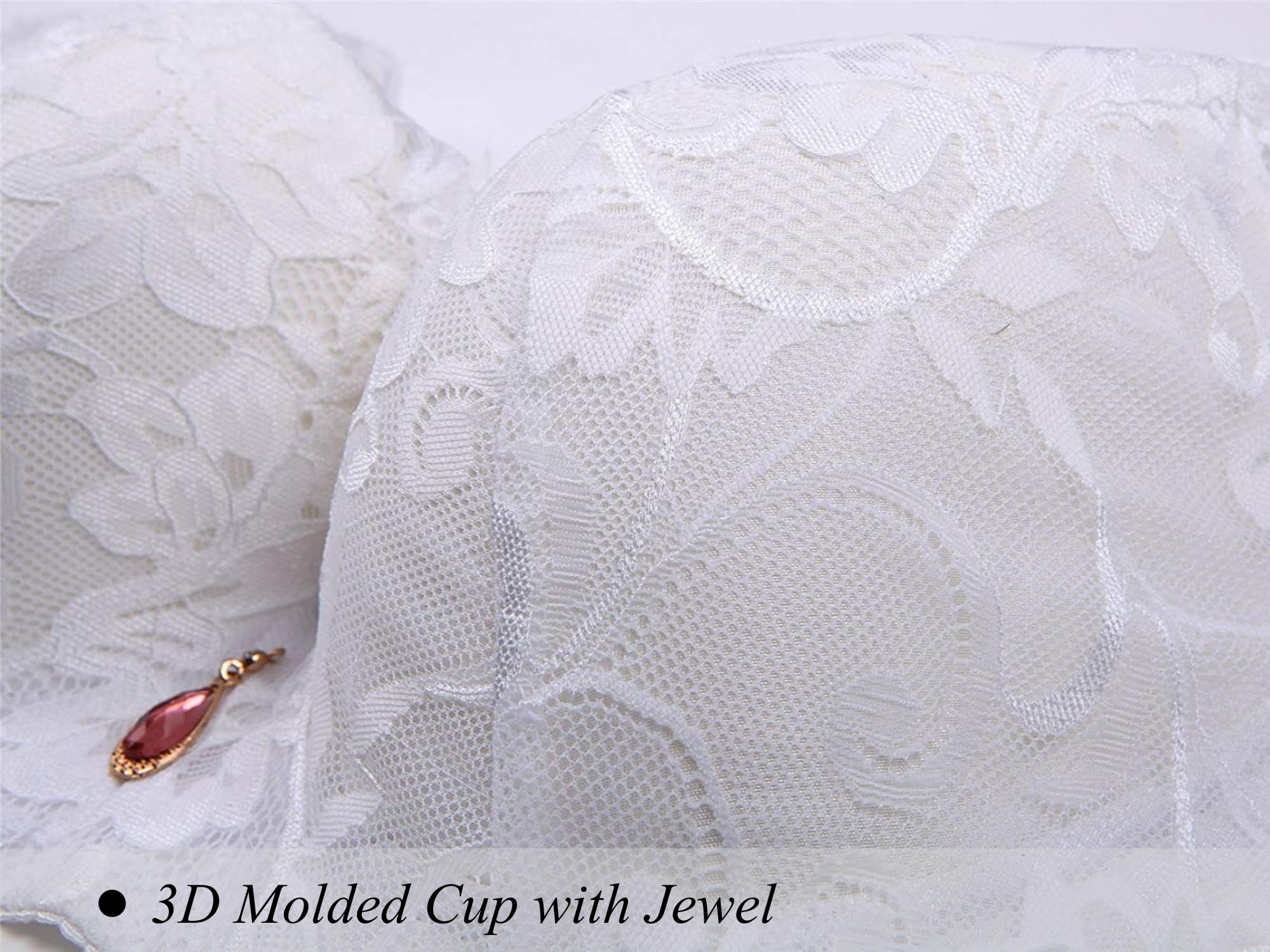 Women Support Push Up Lace Bra Bralette/Plus Size/34 36 38 40 42 44 C D E/Underwire White 42C