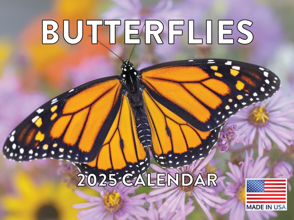 Butterfly Calendar 2025 Monthly Wall Calender 12 Month | American Made In The USA