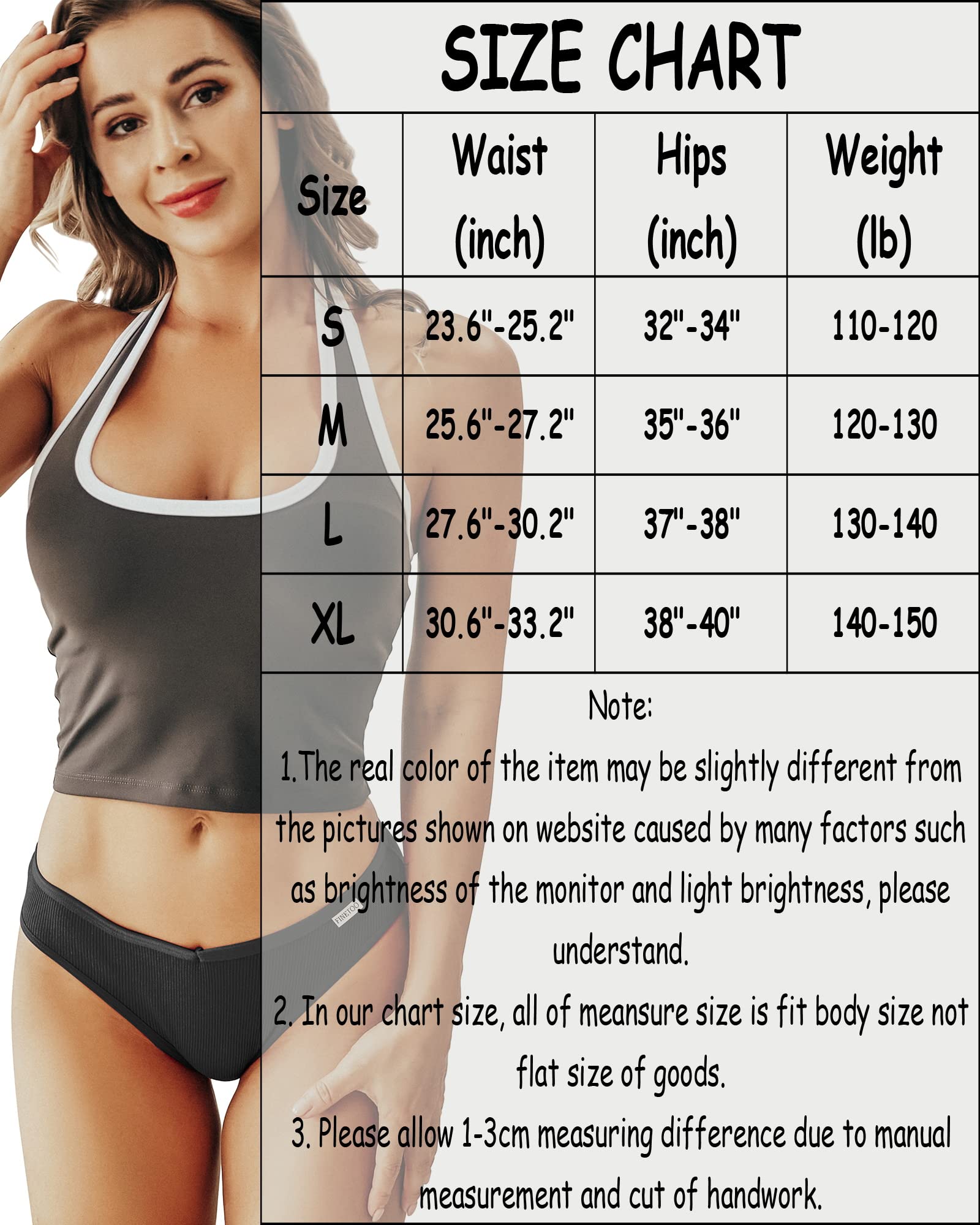 FINETOO Womens Cotton Underwear Sexy Stretch Bikini Panties Low Rise Hipster Ladies Soft V-Waist Cheeky(L)