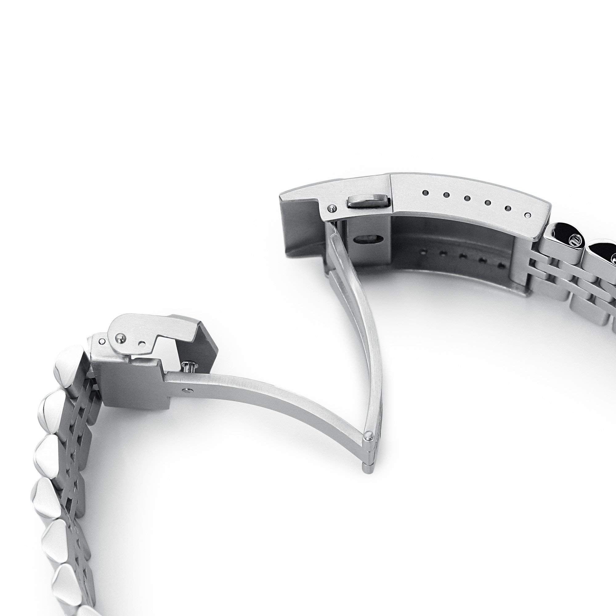 MiLTAT 22mm Super-JUB Watch Band compatible with Seiko 5 Sports SRPD51 SRPD55 SBSA003, V-Clasp, Brushed