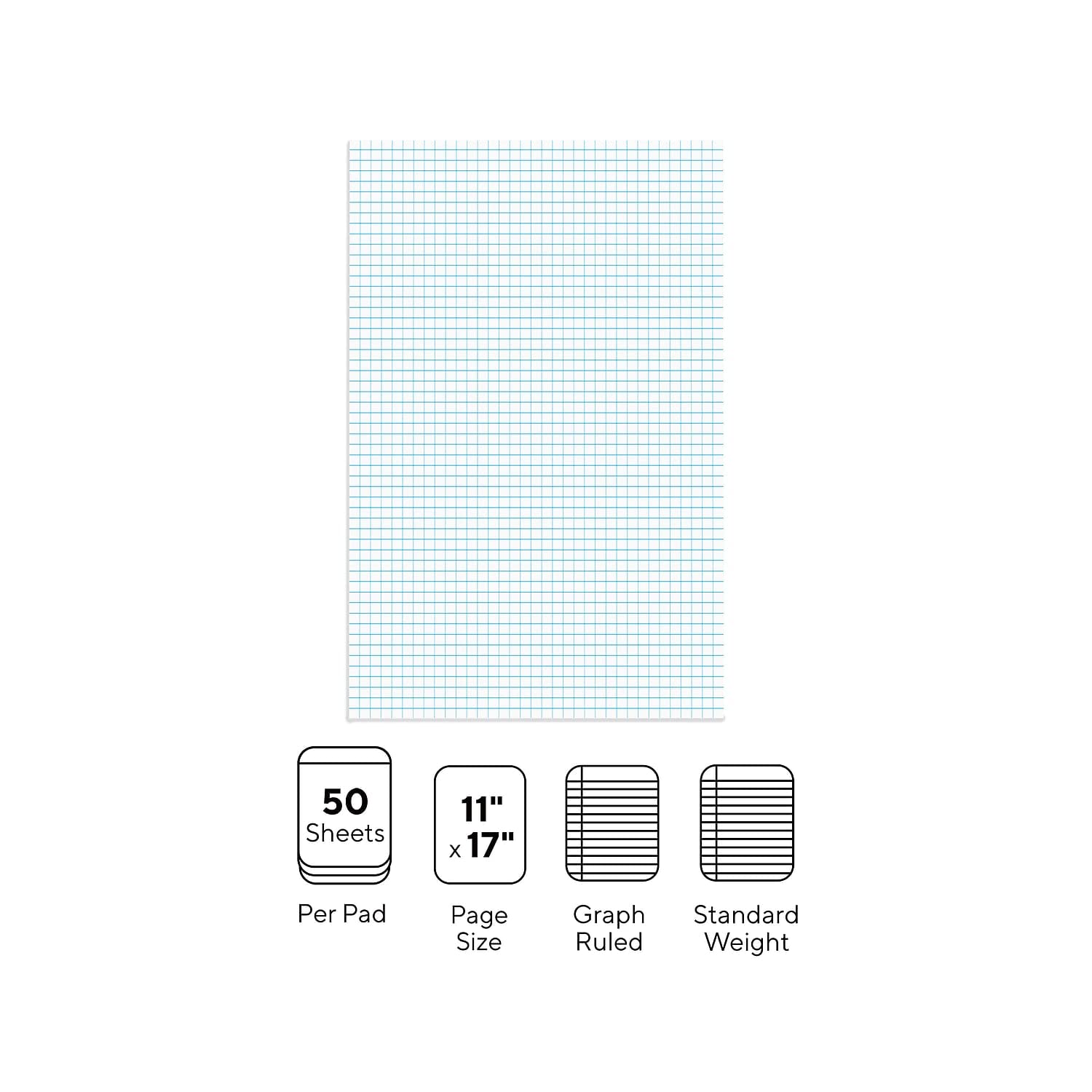 Staples 814566 Graph Pad 11-Inch X 17-Inch Graph White 50 Sheets/Pad (18586)