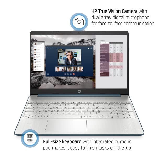 HP 2023 Newest Laptop, 15.6 Inch Screen FHD Display, AMD Ryzen 5 5500U Processor, 16GB RAM, 1TB SSD, AMD Radeon Graphics, Spruce Blue, Bluetooth, Webcam, HDMI, Windows 11 Home, Bundle with JAWFOAL