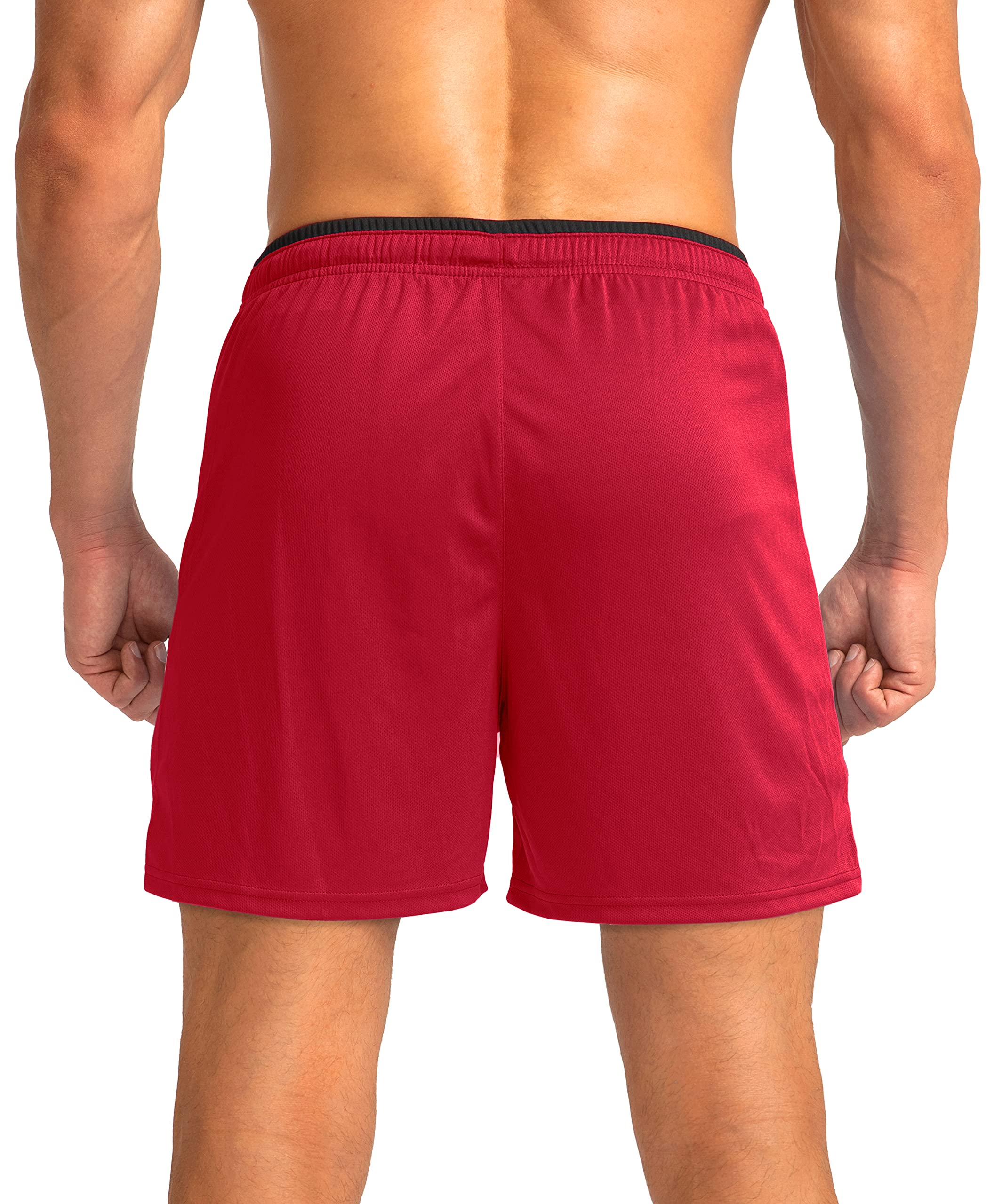 Men's Running Shorts with Zipper Pockets Quick Dry Gym Athletic Workout 5" Shorts for Men (red, Medium)