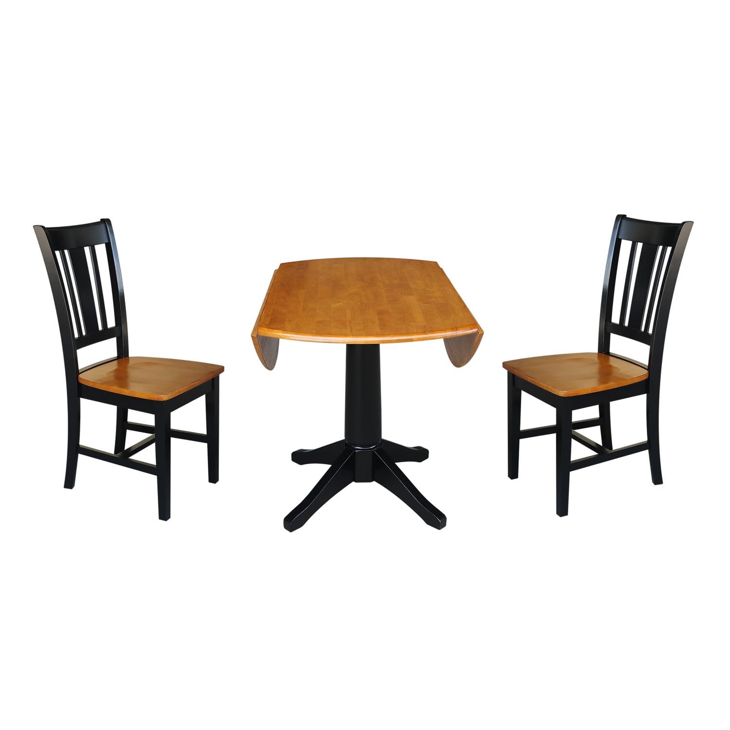 IC International Concepts 42" Round Top Pedestal 2 Chairs, Black/Cherry Dining Table, OneSize