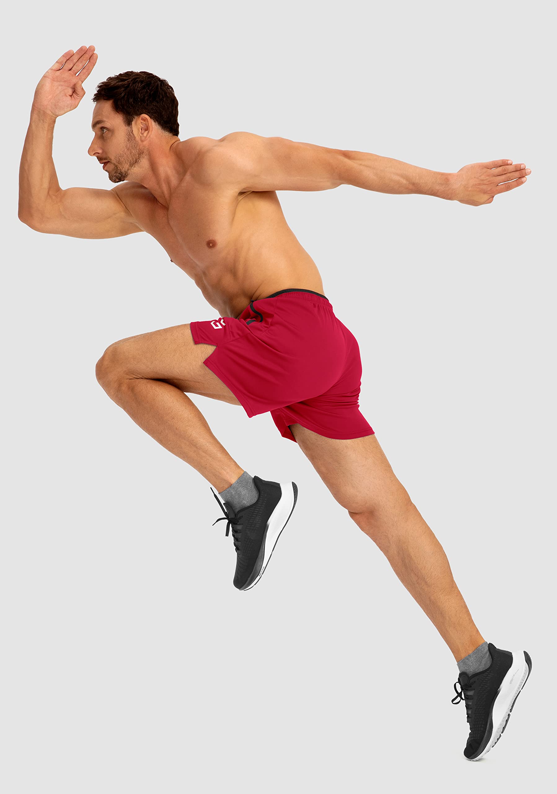 Men's Running Shorts with Zipper Pockets Quick Dry Gym Athletic Workout 5" Shorts for Men (red, Medium)