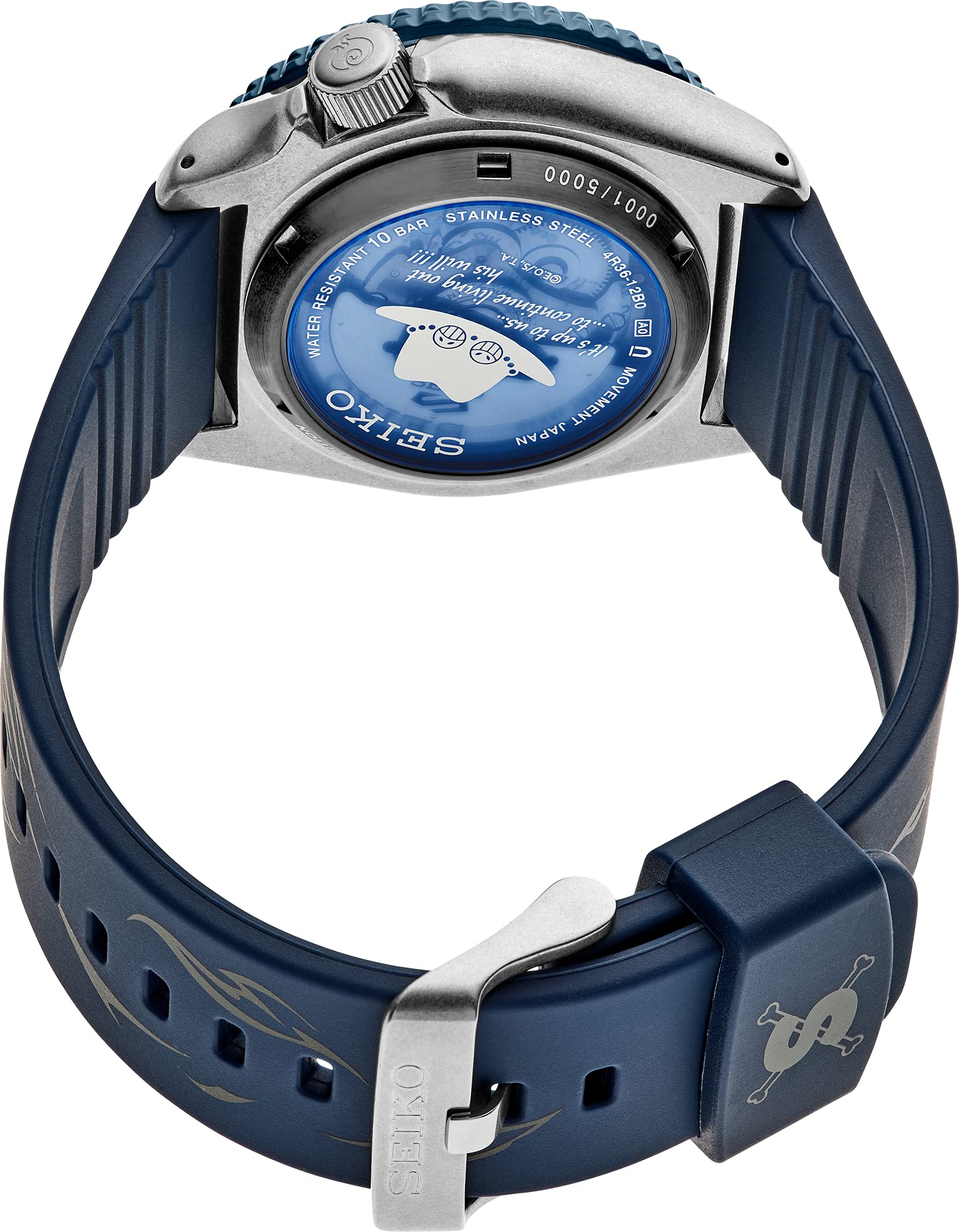 Seiko 5 Sports Automatic One Piece Sabo Limited Edition Blue Silicone Men's Watch SRPH71